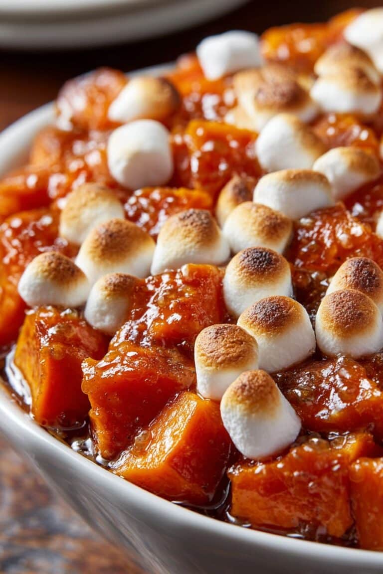 Deliciously Easy Candied Yams with Marshmallow Topping Recipe - Maria ...